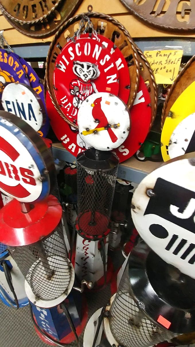 Vintage-style gas pump wine racks combine two great American traditions: nostalgia for simpler times and the need to store multiple bottles of wine.
