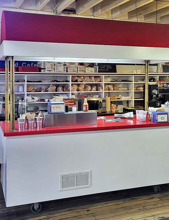 That red and white counter with its neat organization suggests people who take their craft seriously, which they absolutely do.