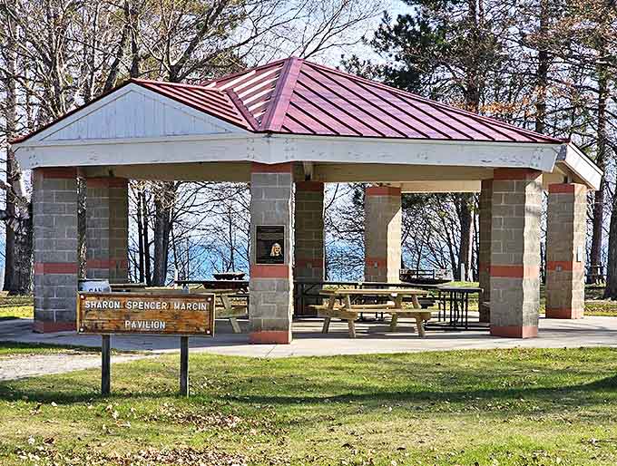 The Sharon Spencer Marcin Pavilion: Where family reunions and impromptu gatherings happen with Lake Michigan providing the perfect backdrop.