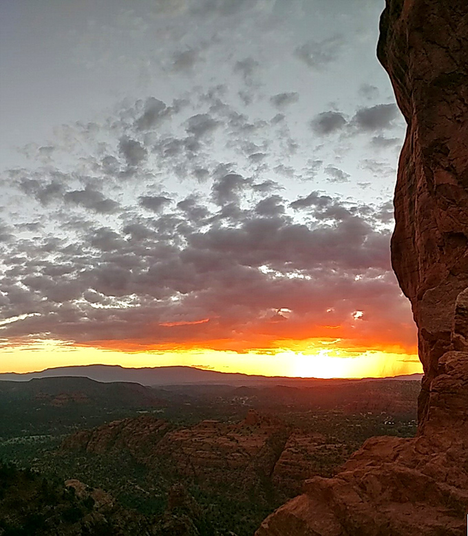 Sunset transforms ordinary rock into extraordinary art, painting Cathedral Rock in impossible hues that linger in memory long after dark.