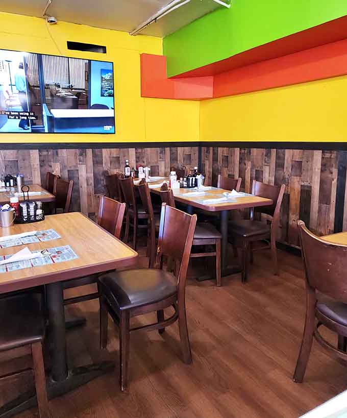 Cozy booths and cheerful walls create the perfect backdrop for serious eating and even better conversation.