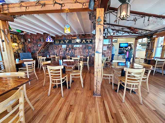 Diners can enjoy their meals surrounded by nautical charm and the kind of relaxed atmosphere that makes everyone feel at home.