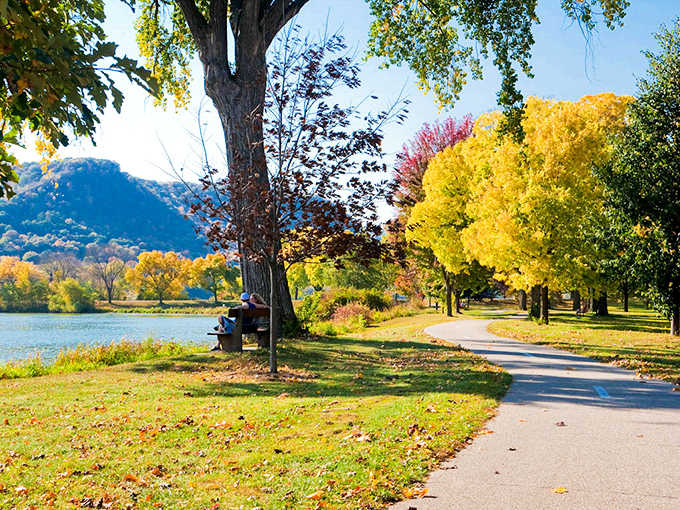 Fall transforms Lake Park into a painter's palette of autumn colors, where every bench offers a million-dollar view.