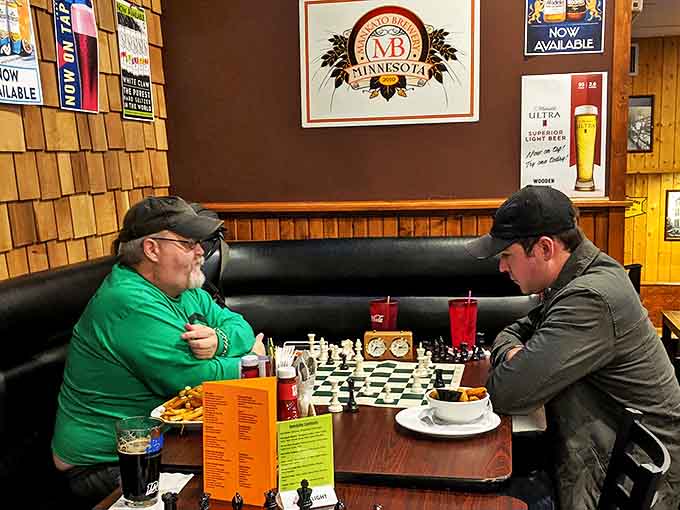 Chess and wings&mdash;a combination as timeless as peanut butter and jelly. These gentlemen know how to spend an afternoon right.