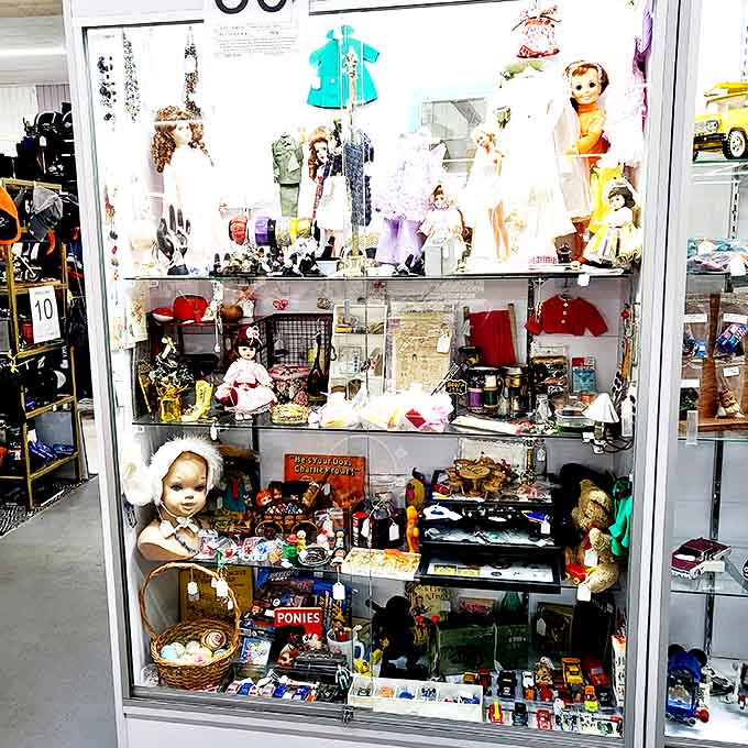 A doll collector's dream (or nightmare, depending on your feelings about those unblinking eyes) &ndash; childhood nostalgia preserved in porcelain and fabric.