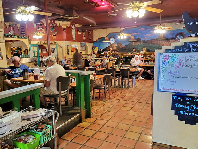 The dining room buzzes with the happy murmurs of satisfied customers sharing stories over plates that will soon be spotlessly clean.