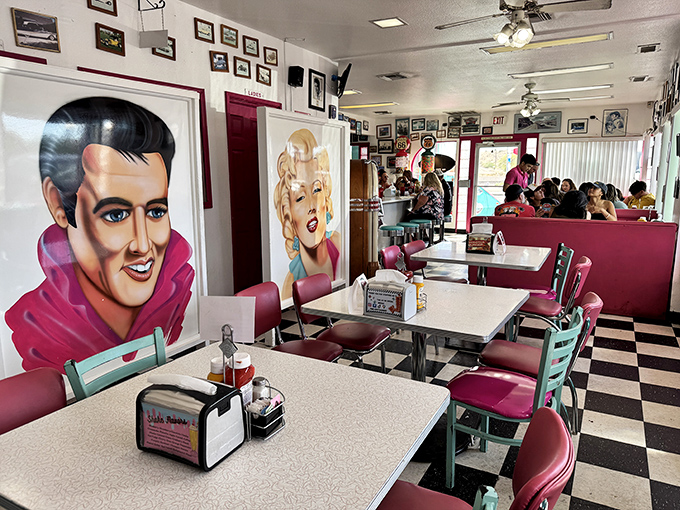Elvis and Marilyn watch over diners from the walls, as if to say, "Yes, order that second piece of pie."