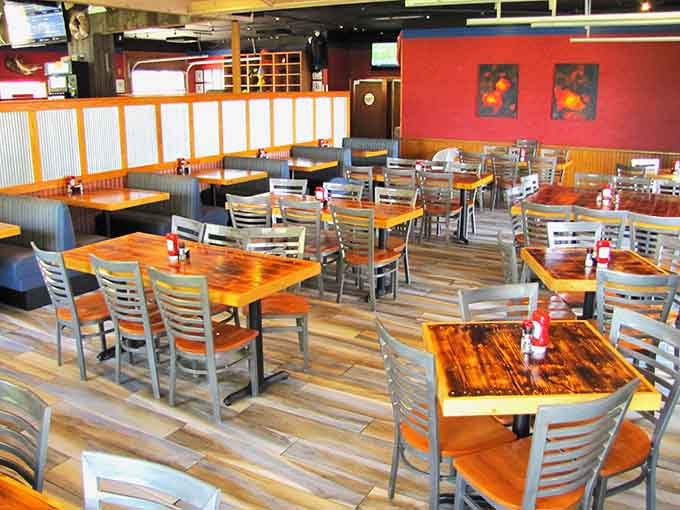 The spacious dining room buzzes with happy conversations and the clinking of glasses celebrating good food.