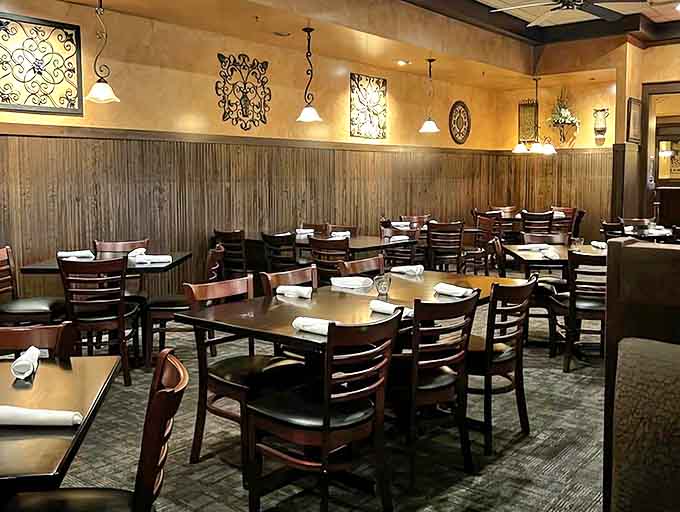 The dining room balances casual comfort with just enough elegance, where tables await families and first dates with equal welcome.