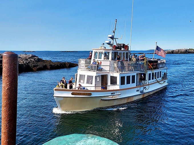 Your chariot to paradise &ndash; this humble vessel bridges two worlds, carrying eager visitors toward an island experience that defies modern pace.