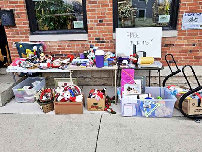 The "Free Items" table &ndash; where budget-conscious treasure hunters experience the ultimate thrill: finding something wonderful that costs absolutely nothing.