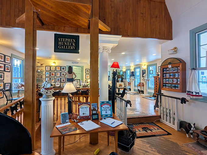 The Stephen Huneck Gallery showcases playful, dog-centric artwork that captures the joy of the human-canine bond.