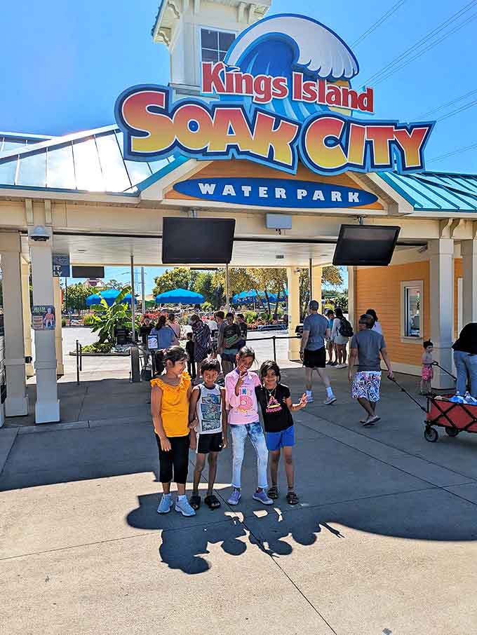 Kids: The universal "we survived this waterpark together" photo that will embarrass these children in about ten years.