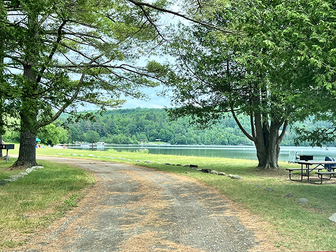 Woodland path: The trail around Crystal Lake offers shaded respite and glimpses of sparkling water through the trees.