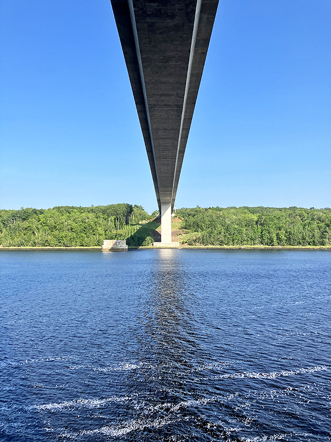 Gaze up from the sparkling water to admire the massive concrete span of this bridge as you explore the coast.