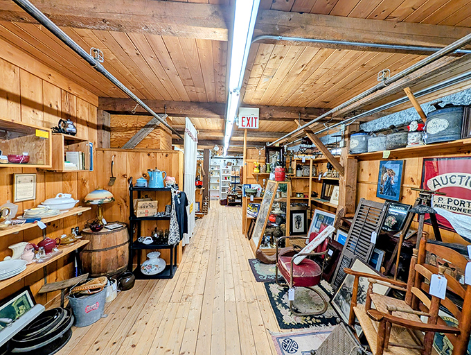 An organized chaos of Americana where rusty tools meet vintage signs, creating a three-dimensional timeline of everyday life.