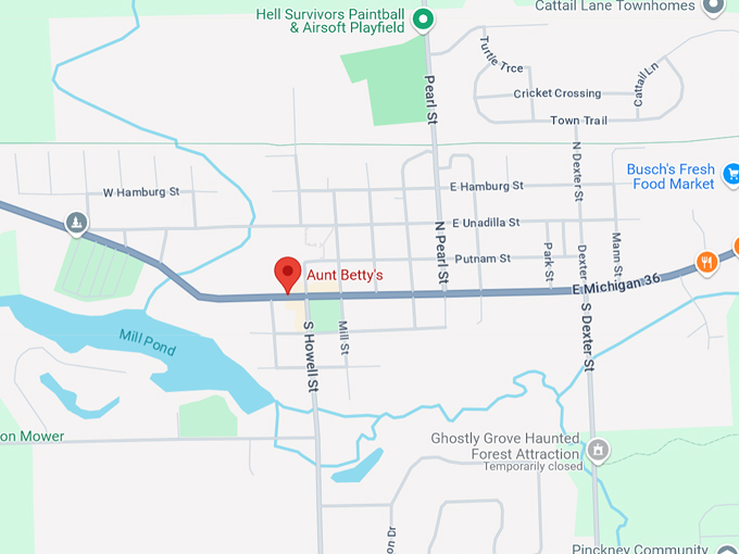 aunt betty's restaurant 10 map