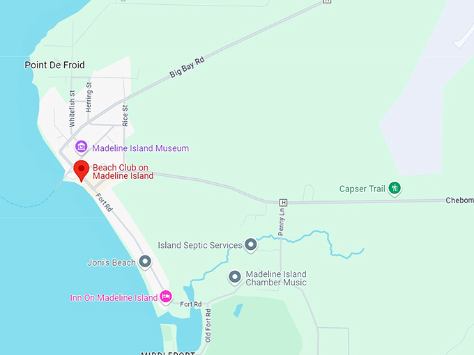 beach club on madeline island map