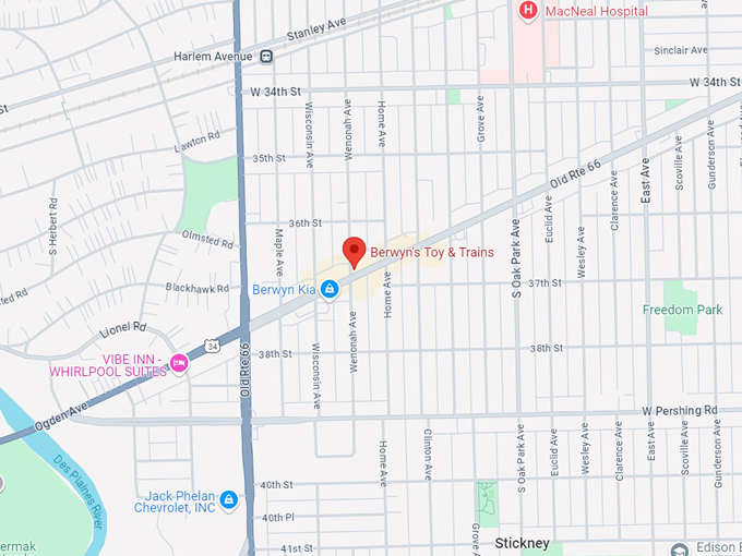 berwyn's toy & trains 10 map