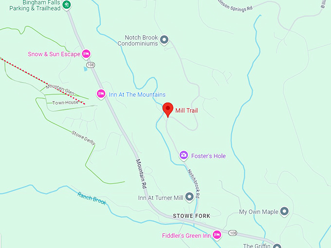 bingham falls via mill trail 10 map