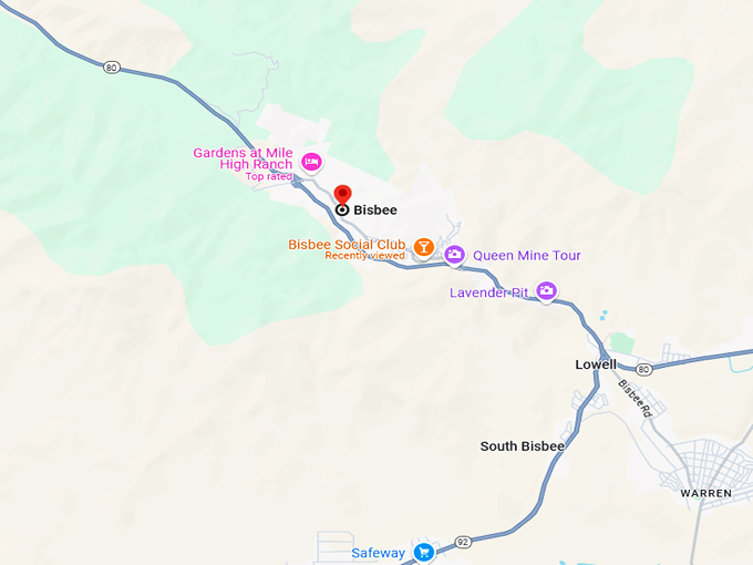 bisbee, arizona 10 map