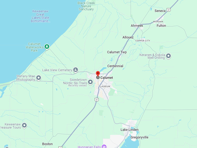 calumet, michigan 10 map