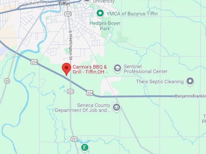 carmie's bbq & grill tiffin,oh 10 map