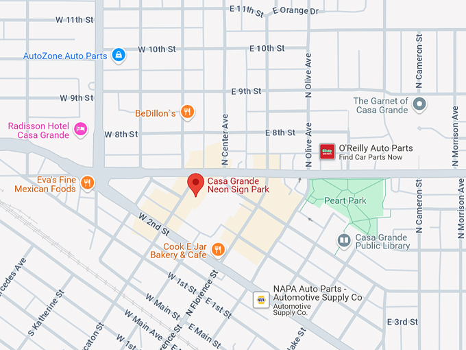 casa grande neon sign park 10 map