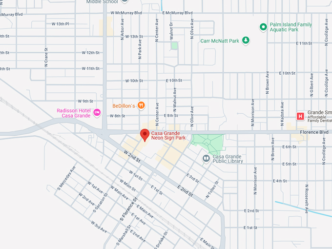 casa grande neon sign park 10 map