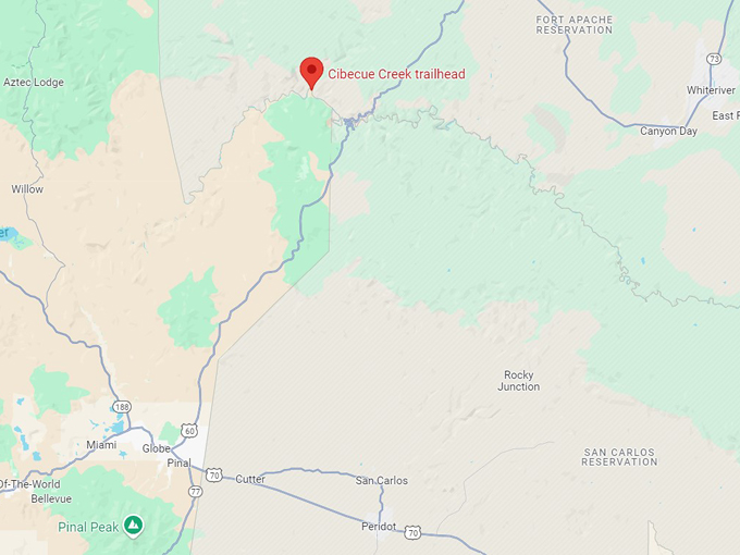 cibecue falls via cibecue creek trail 10 map