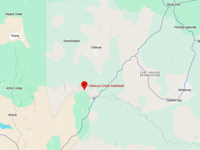 cibecue falls via cibecue creek trail 10 map