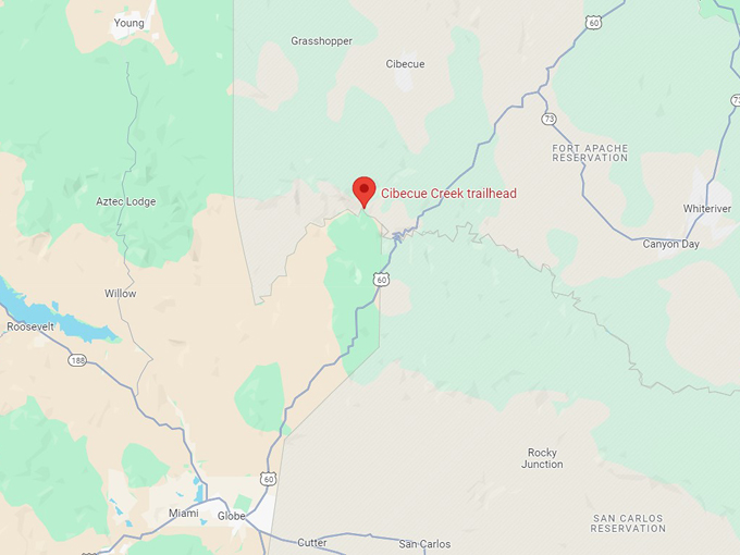 cibecue falls via cibecue creek trail 10 map