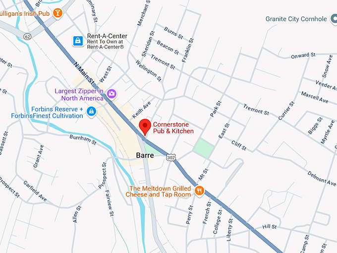 cornerstone pub & kitchen map