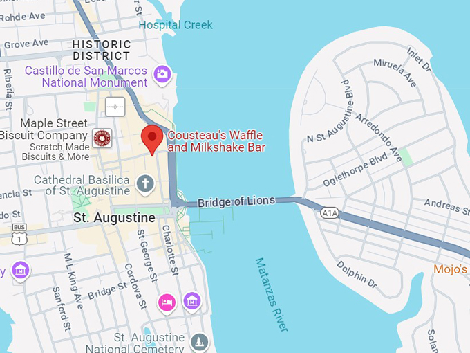 cousteau's waffle and milkshake bar 10 map