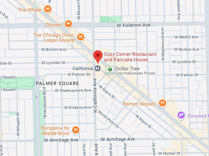 cozy corner restaurant and pancake house 10 map