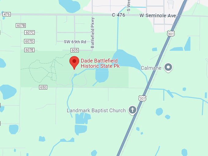 dade battlefield historic state park 10 map