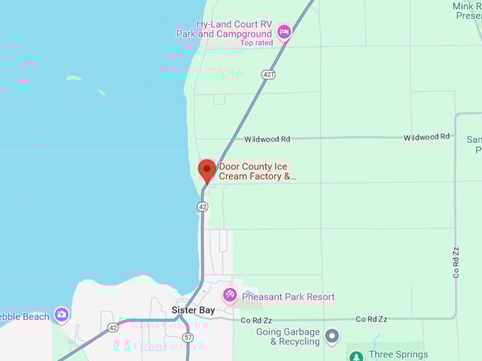 door county ice cream factory & sandwich shoppe 10 map