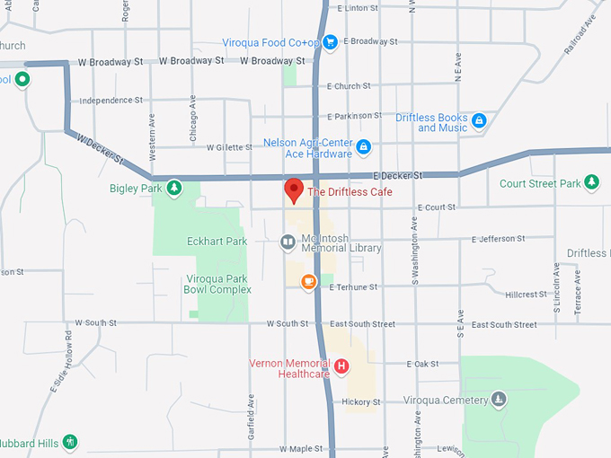 driftless cafe 10 map