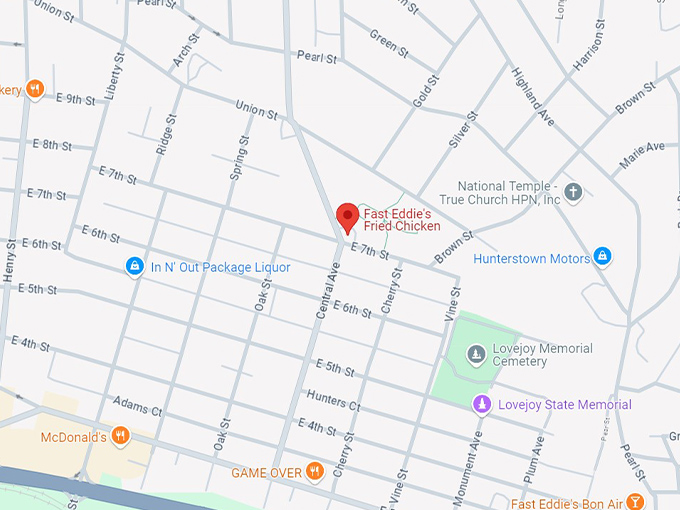 fast eddie's fried chicken map