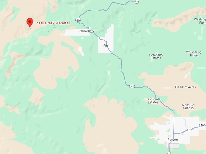 fossil creek waterfall 10 map
