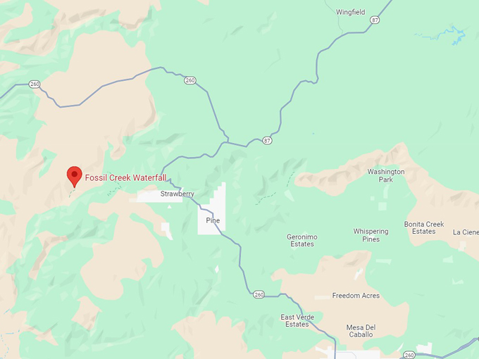 fossil creek waterfall 10 map