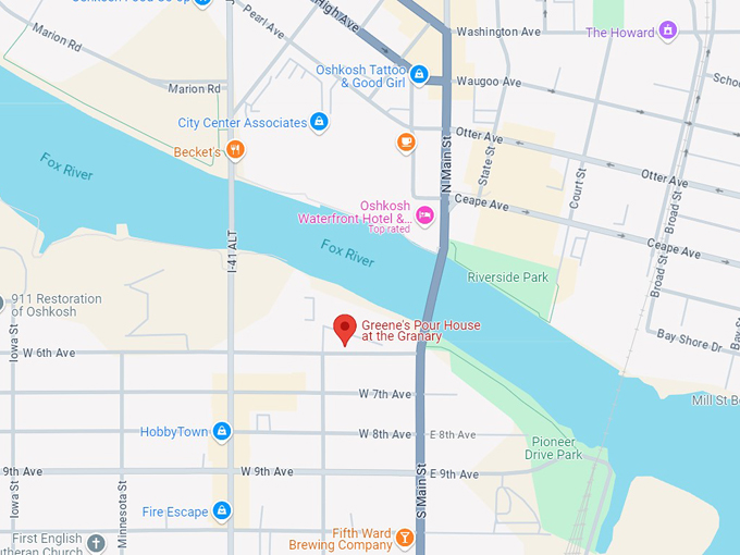 greene's pour house at the granary 10 map