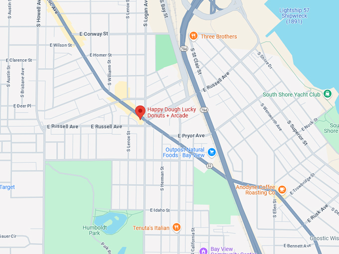 happy dough lucky donuts + arcade 10 map