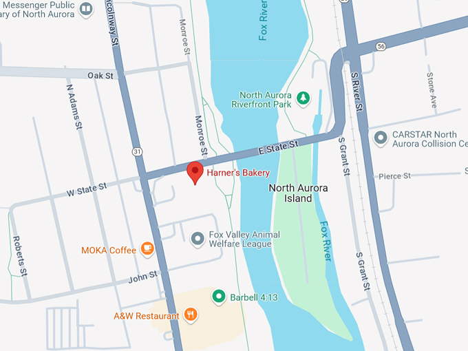 harner's bakery restaurant 10 map