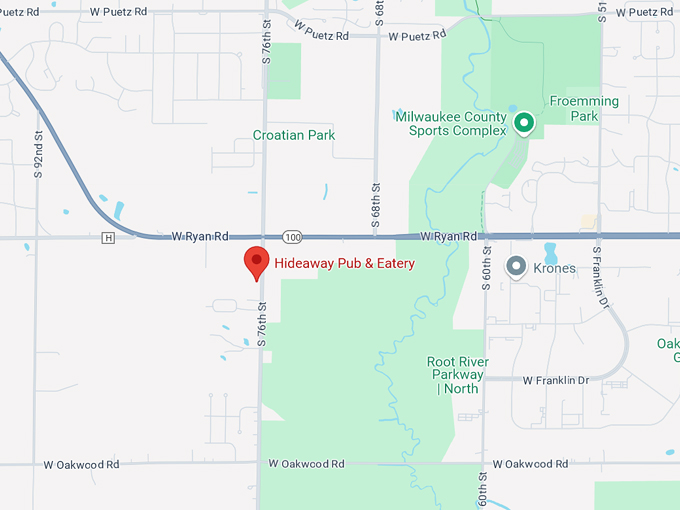 hideaway pub & eatery 10 map