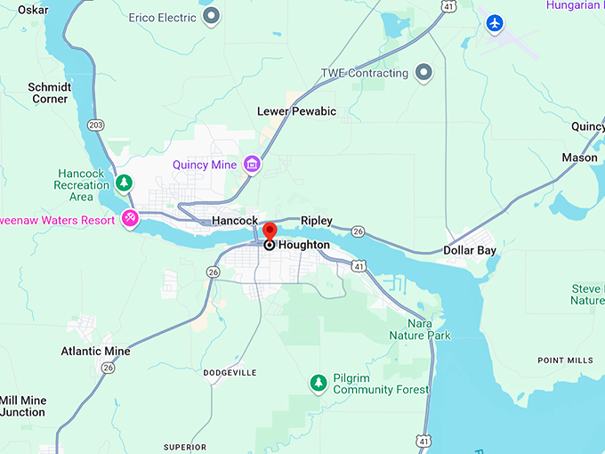 houghton, michigan 10 map