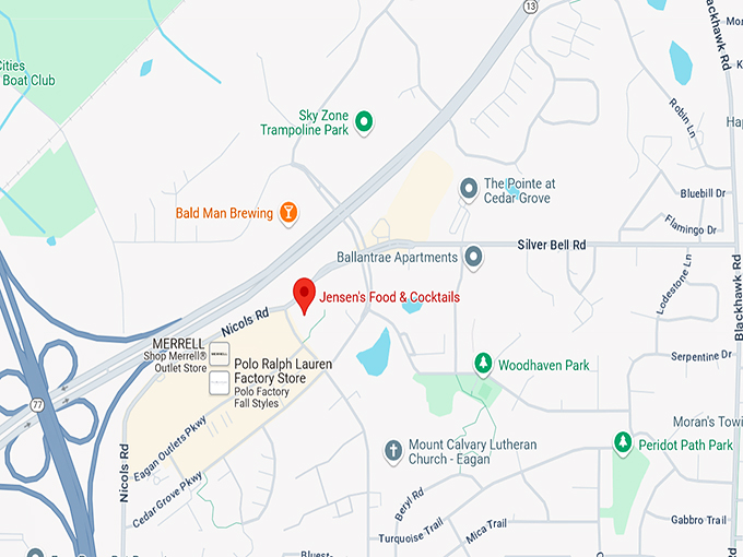 jensen's food & cocktails 10 map