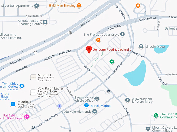 jensen's food & cocktails 10 map