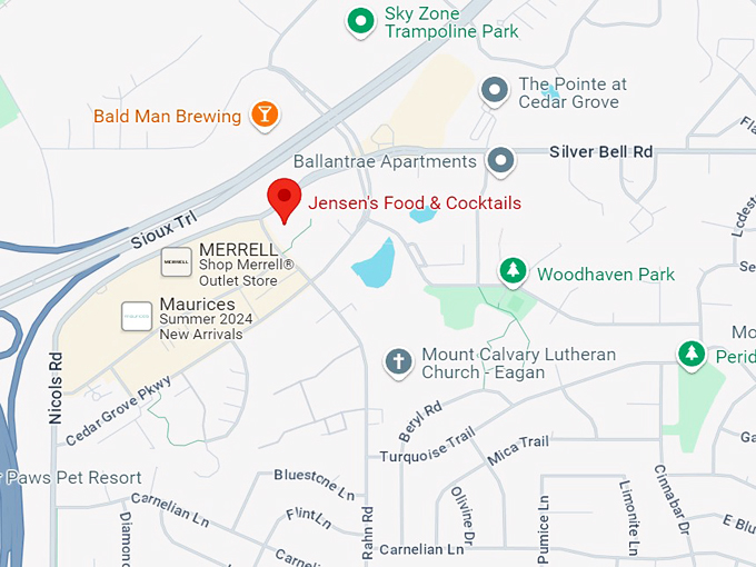 jensen's food & cocktails 10 map