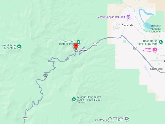 jerome, arizona 10 map